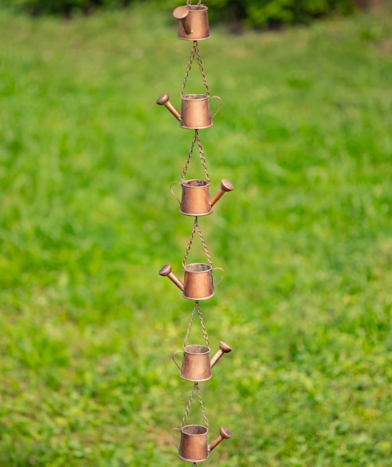 74" Iron Rain Chain with Watering Cans | Kremp Florist