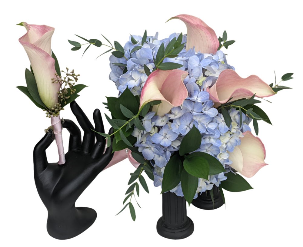 Blue Hydrangea and Calla Lily Prom Flower Package – Kremp Florist
