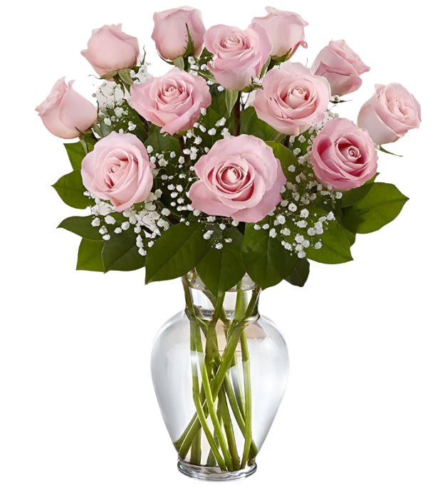 Dozen Premium Pink Roses Arranged with Filler | Kremp Florist