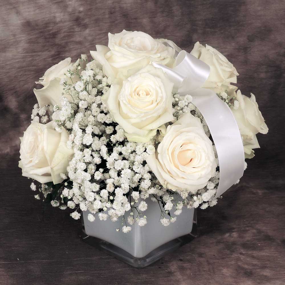 Rose and Babies Breath Cube – Kremp Florist
